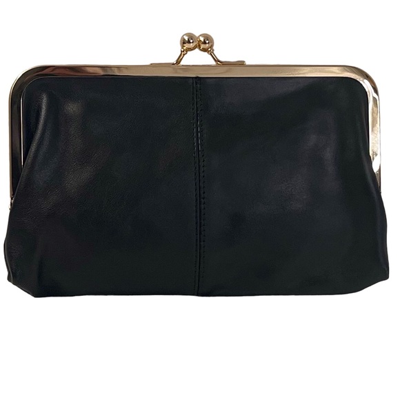 Bags | One Left Retro Black Leather Kiss Lock Pouch Wallet | Poshmark